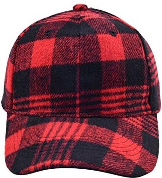 Generic Casquette de baseball folle profil en coton &agrave; carreaux doux non construits taille r&eacute;glable papa chapeau dentra&icirc;nement chapeaux femmes, Rouge, Taille u