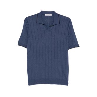 La Fileria Vertical Stripe Polo - - Tops - Herren - Blau - 3XL