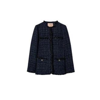 Twinset Geflochtene Stoffjacke mit Fransendetail - - Jackets - Damen - Blau - XS