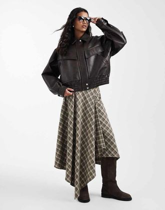 Asos Jupe longue &agrave; carreaux avec ourlet en pointe-Multicolore
