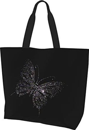AOOEDM Sac &agrave; provisions r&eacute;utilisable en toile Diamond Butterfly pour dames