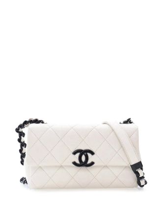 Chanel 2021 kleine My Everything Flap Umh&auml;ngetasche aus gestepptem Kaviarleder - Schwarz