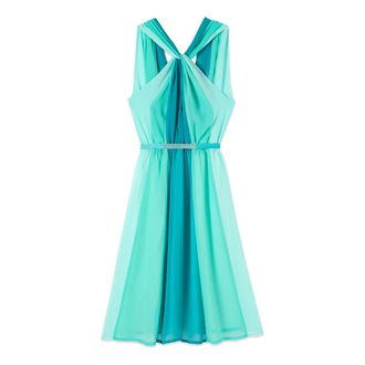 Oltre Ausgestelltes Kleid aus Georgette mit Drapierung - - Dresses - Damen - Gr&uuml;n - M
