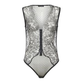 Dolce & Gabbana Spitzenbody mit tiefem V-Ausschnitt - - Tops - Damen - Schwarzk - XL