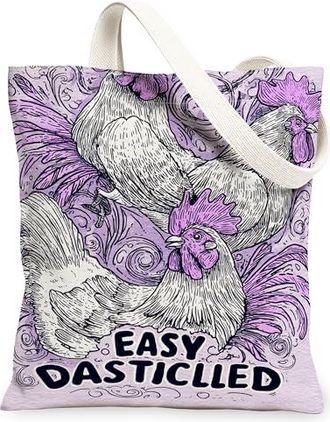 Generic Sacs fourre-tout en toile de coq, motif floral, sacs d&eacute;picerie, sacs d&eacute;picerie r&eacute;utilisables, l&eacute;gers et lavables, en toile F, violet, 13x15 Inch