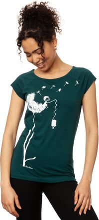 FellHerz Pusteblume Petrol - M - s&uuml;&szlig;es Damen T-Shirt aus 100% Bio-Baumwolle Organic Cotton fair nachhaltig &ouml;ko Laterne L&ouml;wenzahn Blume M&auml;dchen t&uuml;rkis