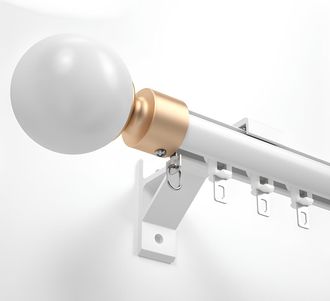 Generic Einzel-vorhangstange, Schienenvorhang, Vorhangschienen-Set Mit Rundem Dekorativem Kopf, Wandvorhangschiene F&uuml;r Wohnzimmer Schlafzimmer Balkon(Wei&szlig;,200