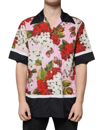 Dolce & Gabbana Mens Multicolor Floral Button Down Casual Shirt Cotton