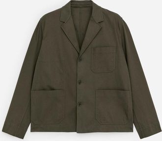 Arket L&auml;ssiger Blazer Aus Baumwolle Und Leinen -Gr&uuml;n