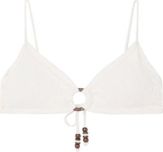 Women'secret White Triangle Padded Bikini Top with Ring Soutien-Gorge, Ivoire, 95B Femme