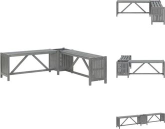 vidaXL Garten-Eckbank mit Pflanzk&uuml;bel 117 cm Massivholz Akazie Grau - Gartenbank - Holzm&ouml;bel - Akazienholz - Gartenm&ouml;bel - Terrassenm&ouml;beln