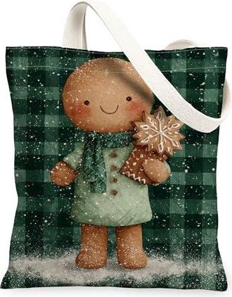 Generic Sacs fourre-tout en toile de pain d&eacute;pices, vintage fantaisie, sacs de courses r&eacute;utilisables, l&eacute;gers et lavables &agrave; bandouli&egrave;re pour cadeau de No&euml;l, 33 