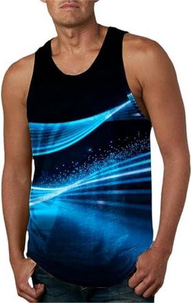 Generic DENGJIAMY D&eacute;bardeur fantaisie pour homme - T-shirt d&eacute;t&eacute; imprim&eacute; - Grande taille - V&ecirc;tements tendance &agrave; col rond sans manches pour homme, Noir, XXL