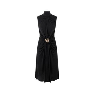 Roberto Cavalli Schickes Drapiertes Midi-Kleid mit Metallischem Detail - - Dresses - Damen - Schwarzk - L