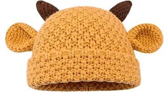 Generic Bonnet en laine en corne de vache tiss&eacute; &agrave; la main mignon polyvalent chapeau &agrave; visi&egrave;re pour v&eacute;hicules, jaune, Taille M
