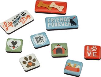 Nostalgic Art Retro Kühlschrank-Magnete, PfotenSchild Friends - Geschenk-Idee für Hunde-Besitzer, Magnetset für Magnettafel, Vintage Design, 9 Stück