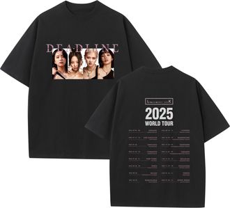 Generic Deadline Baumwolle T-Shirt 2025 Welt Tour Grafik Unterst&uuml;tzung High Street Lose Hemd(A-Black,XL)