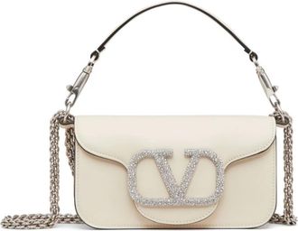 Valentino Garavani Femme, Sacs, Beige, Taille: ONE Size Loc&ograve; Small Leather Shoulder Bag
