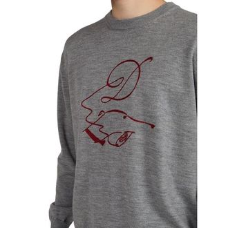 Dr&ocirc;le de Monsieur Pull &agrave; motif brod&eacute; en laine m&eacute;rinos