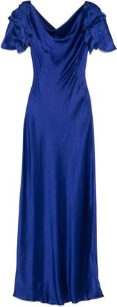 Alberta Ferretti Femme, Robes, Bleu, Taille: 44 FR Satin Maxi Dress