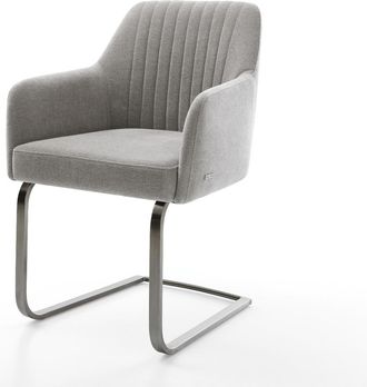 DELIFE Freischwinger Greg-Flex Strukturstoff Soft Grau Freischwinger flach Graphit Taschenfederkern, Esszimmerstühle