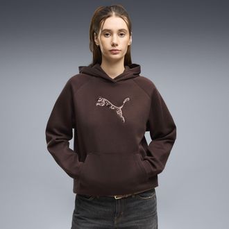 Puma Hoodie &agrave; sequins Essentials Femme, V&ecirc;tements, Marron, XL