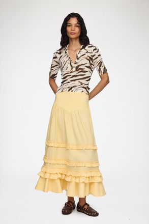 Ganni Jupe en coton jaune Italian Straw biologique - Taille 38 - Pour Femme