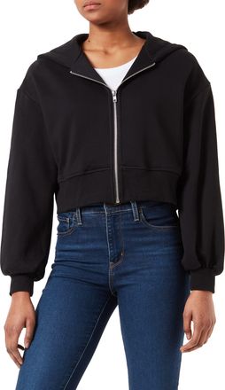 Urban Classics Damen Ladies Short Oversized Zip Jacket Sweatshirt, Black, XXL