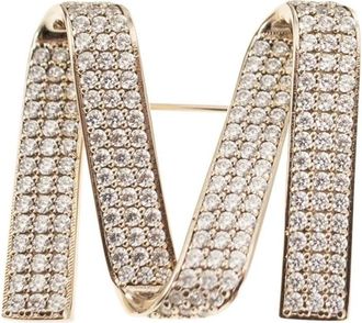 Max Mara Pav&eacute; Kristall Initialen Brosche - - Accessories - Damen - Gelb - ONE SIZE