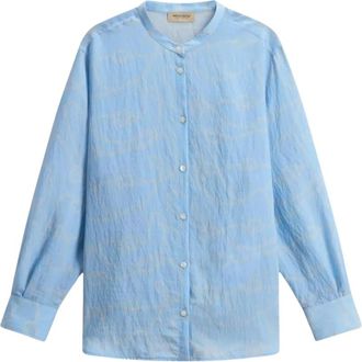 Woolrich Femme, Blouses et Chemises, Bleu, Taille: 38 FR Camicia in misto lyocell