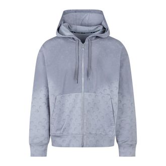 Marine Serre Homme, Sweatshirts et sweats &agrave; capuche, Gris, Taille: 2XS Faded Moon Fleece Zipped Sweat &agrave; capuche