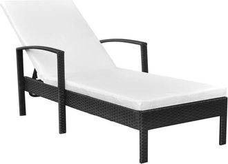 vidaXL Sonnenliege mit Auflage Poly Rattan Schwarz Vidaxl