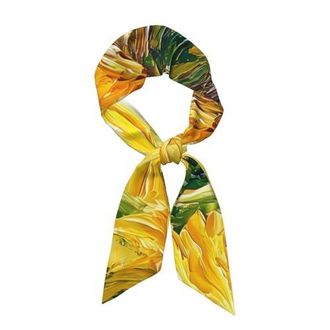 Generic &Eacute;charpe tournesol pour femme - &Eacute;charpe vintage en satin de soie pour le sport, le yoga, le visage