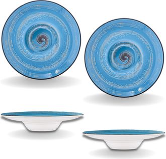 Wilmax England Wilmax | SPIRAL tiefe Teller - 2 St&uuml;ck | Elegant | Modern | Langlebig | Sicher | Glasiertes Porzellan | Kratzfest | Sp&uuml;lmaschinengeeignet | F&uuml;r Suppen