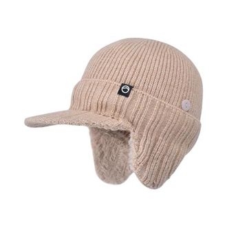 Generic Bonnet dhiver avec visi&egrave;re, doublure chaude, avec poignets en tricot pour temps froid, casquette en cuir pour homme vintage, kaki, taille unique