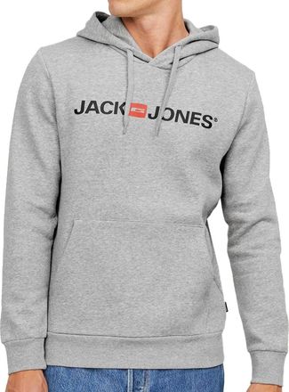 Jack & Jones Herren Jack & Jones Corp Logo Sweat Hood Kapuzen Sweatshirt Basic Jumper Reg Fit, Farben:Grau, Größe Pullover:XL