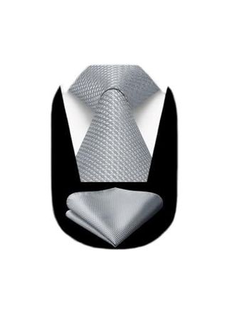 Hisdern Hisdern Cravates pour hommes Cravate unie formelle avec ensemble mouchoir de poche Classique Mariage &Eacute;l&eacute;gant Affaires F&ecirc;te, Gris, taille unique