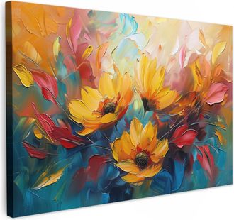 MuchoWow © Leinwand Klein 30x20 cm Mini Deko Schlafzimmer Aesthetic Leinwandbilder Wohnzimmer Gemälde Foto Geschenk Living Room Decoration Blumen - Dahlie - Ku