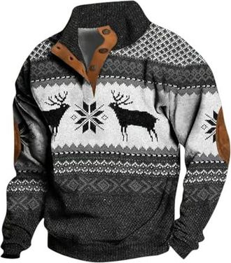 Generic Sweats à capuche pour hommes décontractés et à la mode imprimés en 3D lâche et tendance à revers sans chapeau Sweat-shirt dhiver, gris, XXL