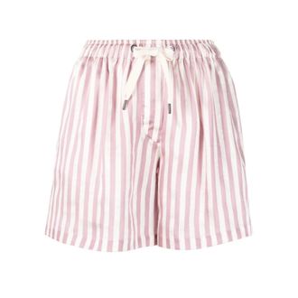 Brunello Cucinelli Gestreifte Mini-Shorts aus Seidenmischung - - Shorts - Damen - Rosa - XS