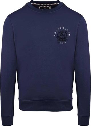Aquascutum Sweatshirt f&uuml;r Herren/Damen Unisex, Gerippter Kragen, Regul&auml;r, Lang&auml;rmlig (Marine)