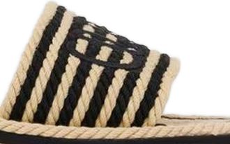 Chlo&eacute; Striped Canvas Espadrille Sandals - Black
