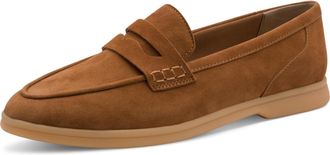 Marco Tozzi Marco Tozzi Damen Slipper weiches Feel Me Fu&szlig;bett Leder weiches Innenfutter Stilvoll, braun (Cognac), 36 EU