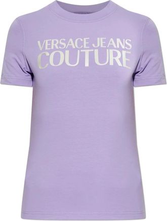 Versace Jeans Couture Femme, Tops, Violet, Taille: 42 FR T-shirt avec logo imprim&eacute;