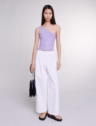 Maje Pantalon Large - Blanc - Taille 40 - Maje