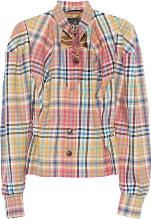 Vivienne Westwood Femme, Blouses et Chemises, Multicolore, Taille: 38 FR Plaid Cropped Shirt