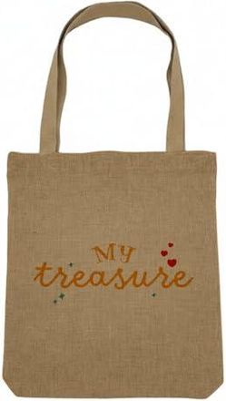 Fabulous Sac Shopping Tote Bag Aspect Lin - My Treasure Baby Cute Parents - Sac de Courses Toile Epaisse 360g Beige Naturel Cabas Port&eacute; Epaule Solide Imprim&eacute; e
