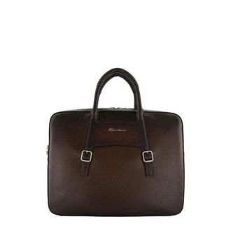 Santoni Gepr&auml;gte Aktentasche - - Bags - Herren - Schwarzk - ONE SIZE