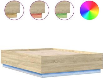 vidaXL Cadre de lit avec LED sans matelas ch&ecirc;ne sonoma 120x200 cm vidaXL