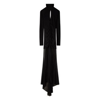 Patrizia Pepe Robe en viscose drap&eacute;e - Femme - Robes - Noir - Taille: 40 FR